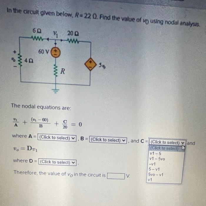 Solved In the circult given below, R=220. Find the value of | Chegg.com