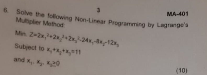 Solved Solve the following Non-Linear Programming by | Chegg.com