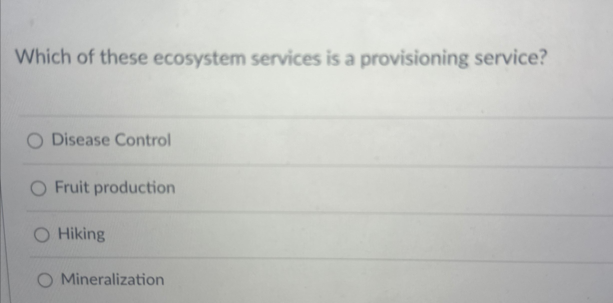 Solved Which of these ecosystem services is a provisioning | Chegg.com
