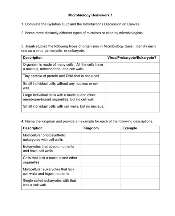 Solved Microbiology Homework 1 1. Complete the Syllabus Quiz | Chegg.com