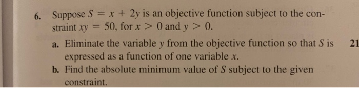 Solved Suppose S = x + 2y is an objective function subject | Chegg.com