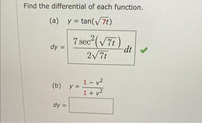 Solved Find the differential of each function. (a) y = | Chegg.com