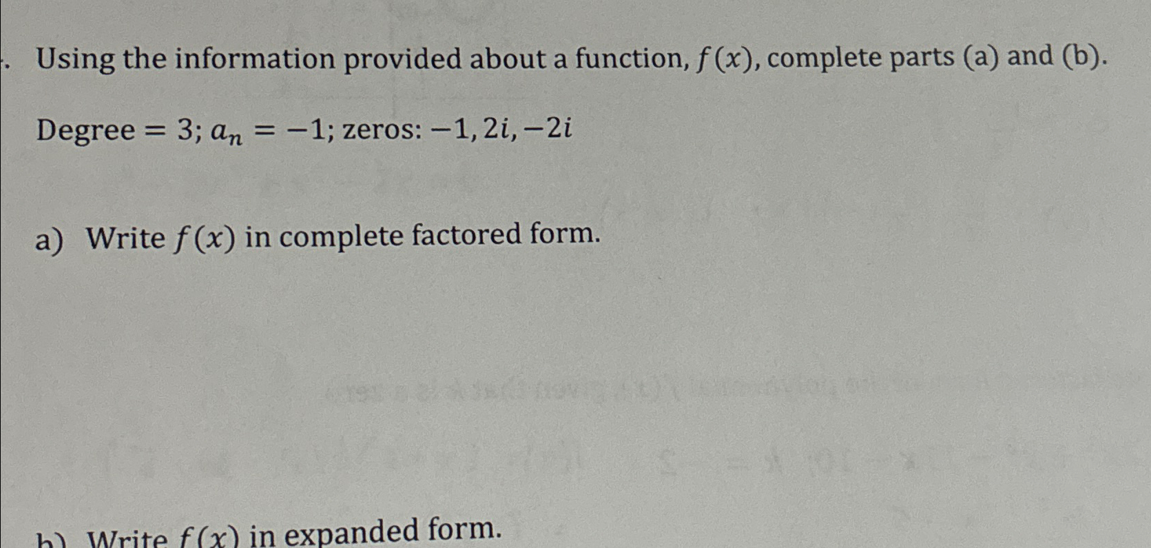 Solved Using the information provided about a function, | Chegg.com