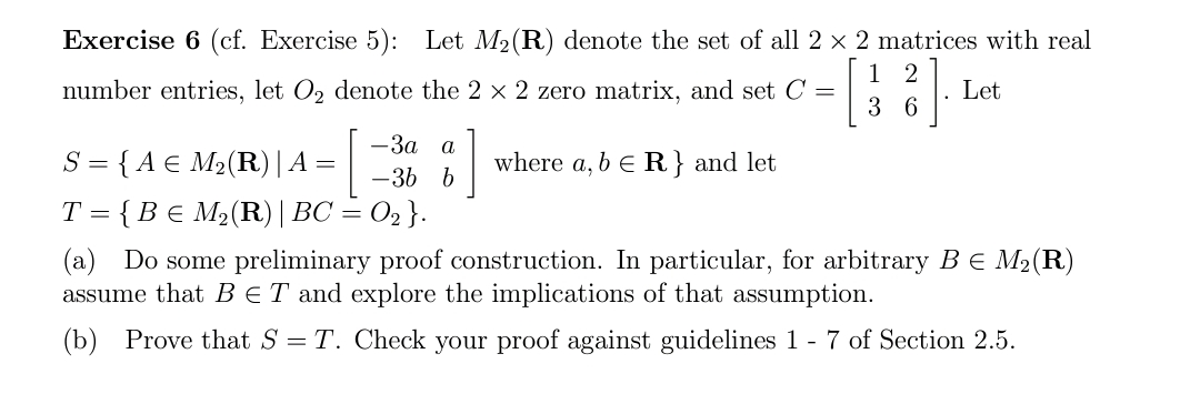 Solved Exercise 6 (cf. ﻿Exercise 5): Let M2(R) ﻿denote the | Chegg.com