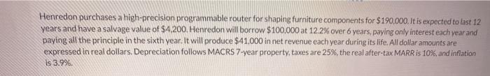 Solved Henredon purchases a high-precision programmable | Chegg.com