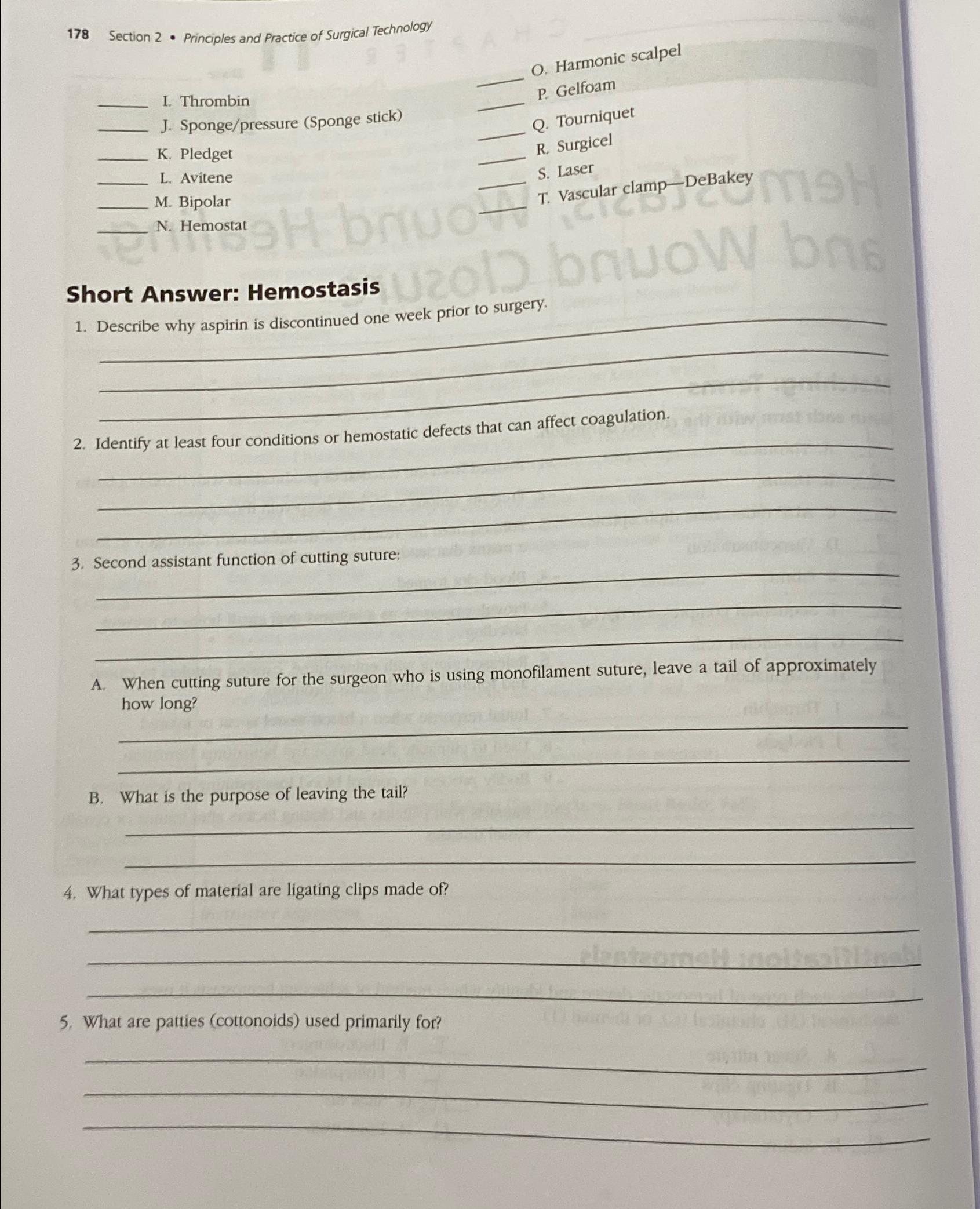 Solved 178 ﻿Section 2 - ﻿Principles and Practice of Surgical | Chegg.com