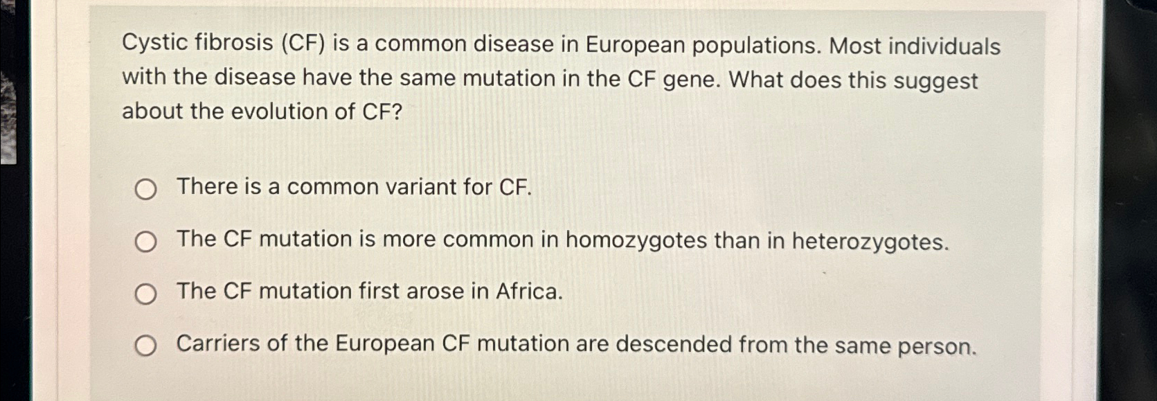 Solved Cystic fibrosis (CF) ﻿is a common disease in European | Chegg.com