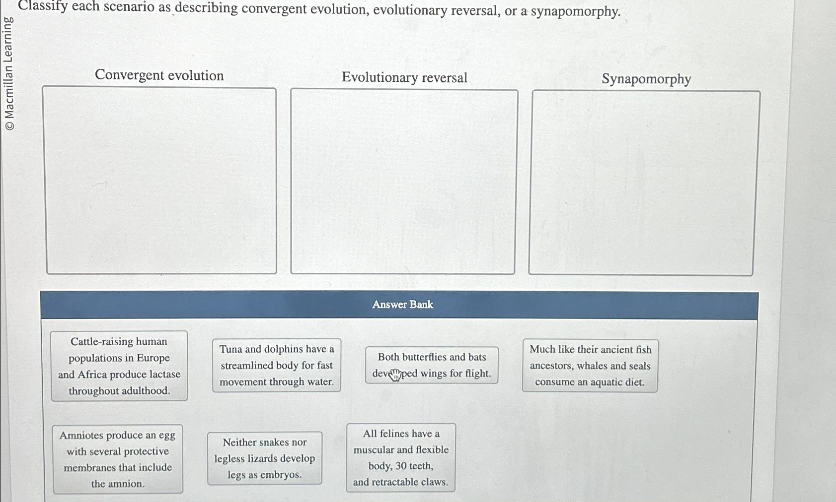 Solved Classify each scenario as describing convergent | Chegg.com