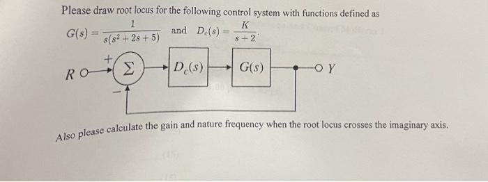 Solved Please draw root locus for the following control | Chegg.com