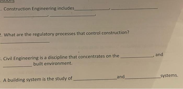 Construction Engineering includes What are the | Chegg.com