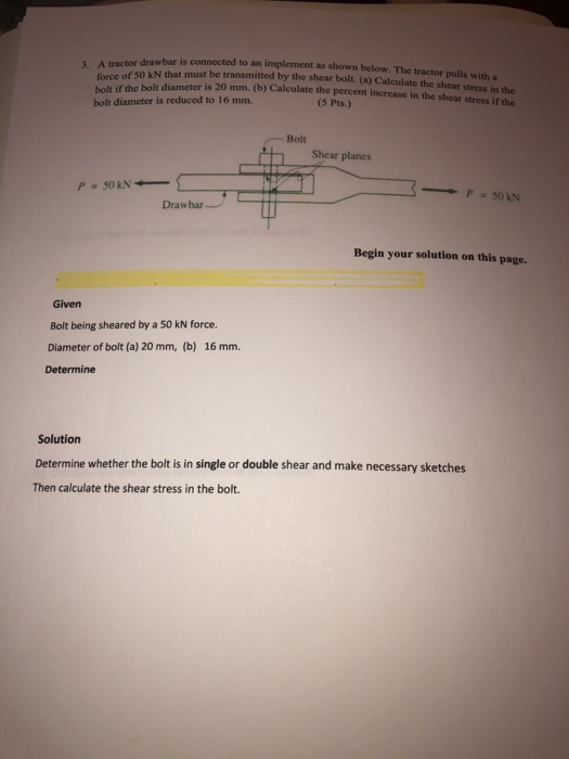 Solved actor drawbar is connected to an implement as shown | Chegg.com