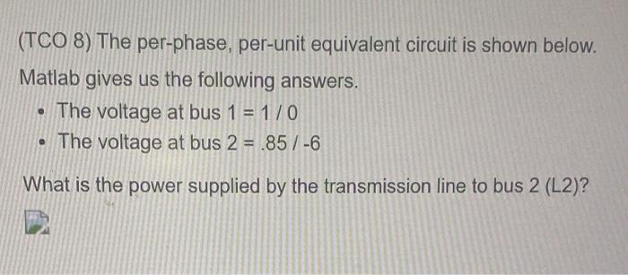 Solved (TCO 8) The per-phase, per-unit equivalent circuit is | Chegg.com