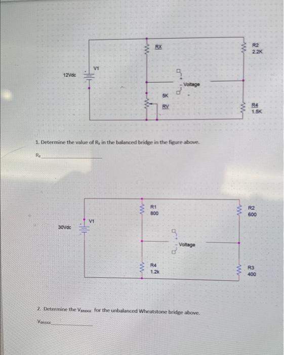 Solved 1. Determine the value of Rx in the balanced bridge | Chegg.com
