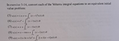 Solved In exercise 5-14, ﻿convert each of the Volterra | Chegg.com
