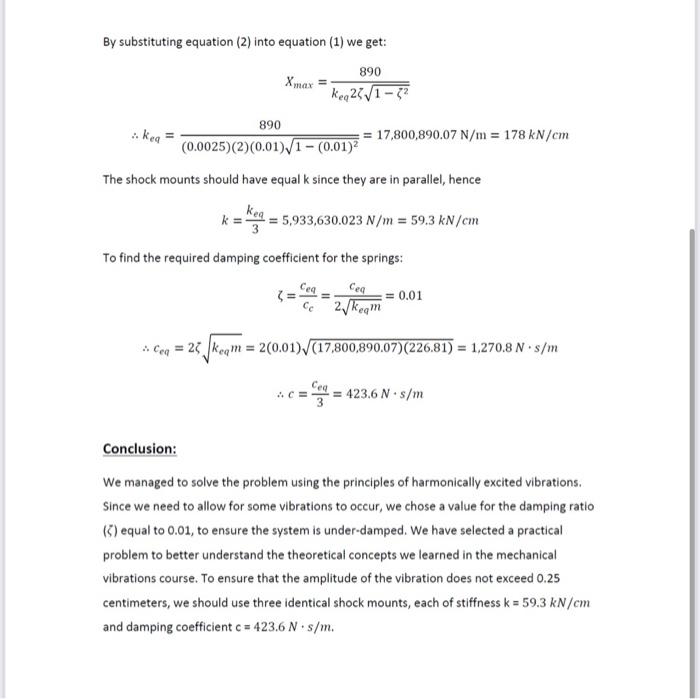 Solved 1) Select a practical rotating unbalance vibration | Chegg.com