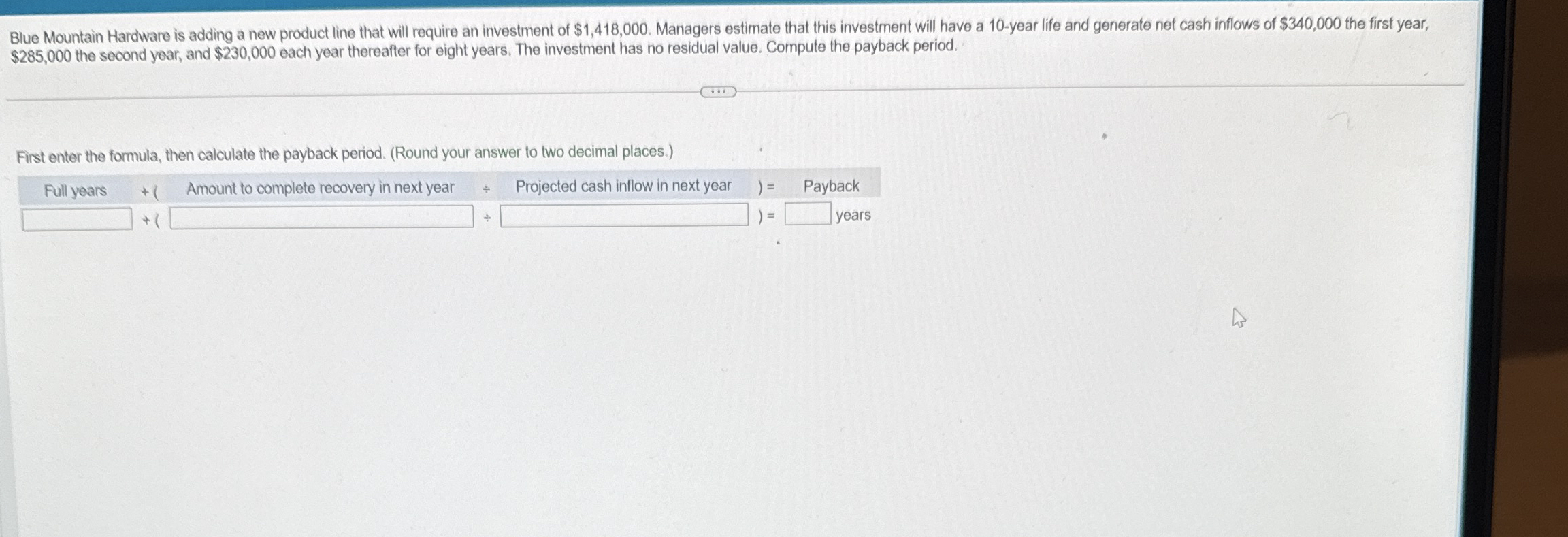 Solved Blue Mountain Hardware is adding a new product line | Chegg.com