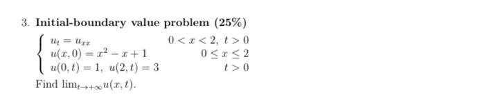 Solved 3. Initial-boundary value problem (25%) u = Ux 0 0 | Chegg.com