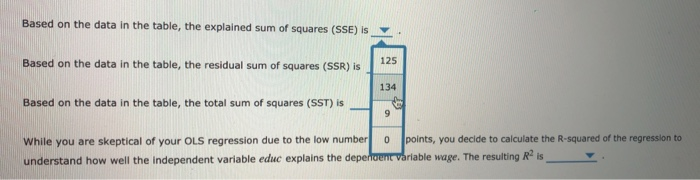 Solved 8. Calculating SSR, SSE, SST, and R-squared Suppose | Chegg.com