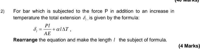 Solved 2) For bar which is subjected to the force P in | Chegg.com