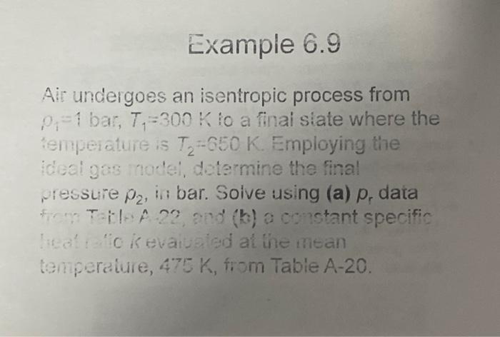 Solved Example 6.9 Air undergoes an isentropic process from | Chegg.com