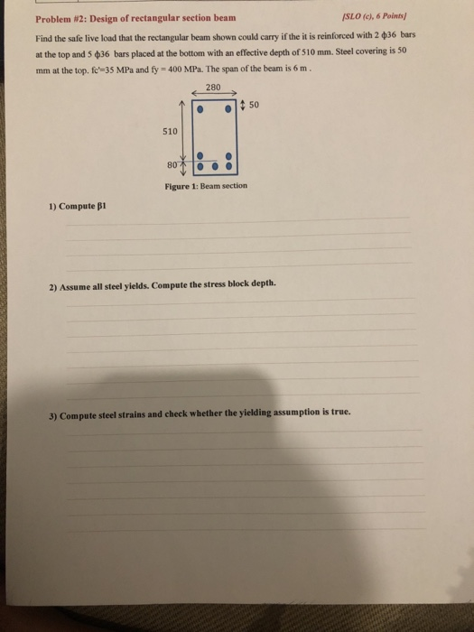 Solved Problem #2: Design of rectangular section beam [SLO | Chegg.com