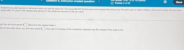 Question 5, Instructor-created question O Points: 0 | Chegg.com