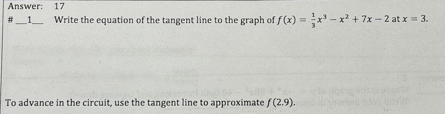 Solved Answer: 17# Write the equation of the tangent line | Chegg.com