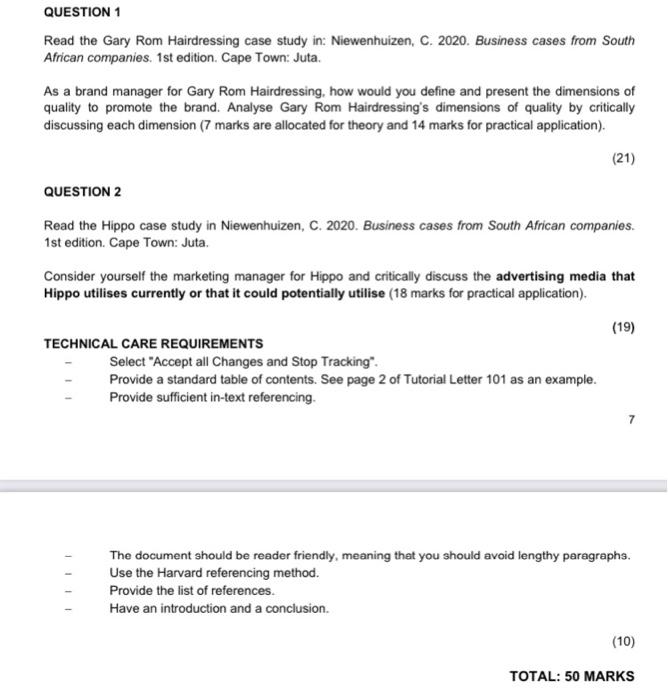 Solved QUESTION 1 Read the Gary Rom Hairdressing case study | Chegg.com