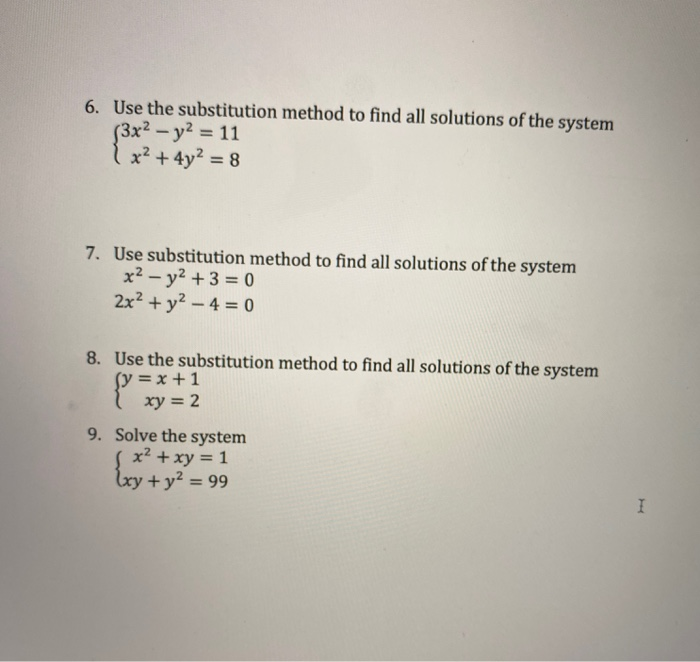 Solved 6. Use the substitution method to find all solutions | Chegg.com