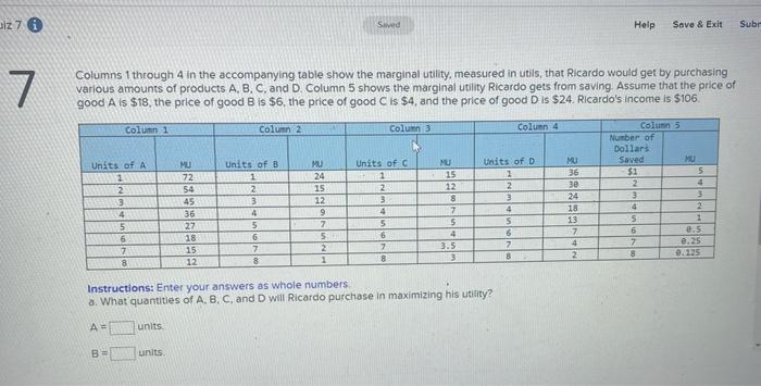 Solved Columns 1 through 4 in the accompanying table show | Chegg.com