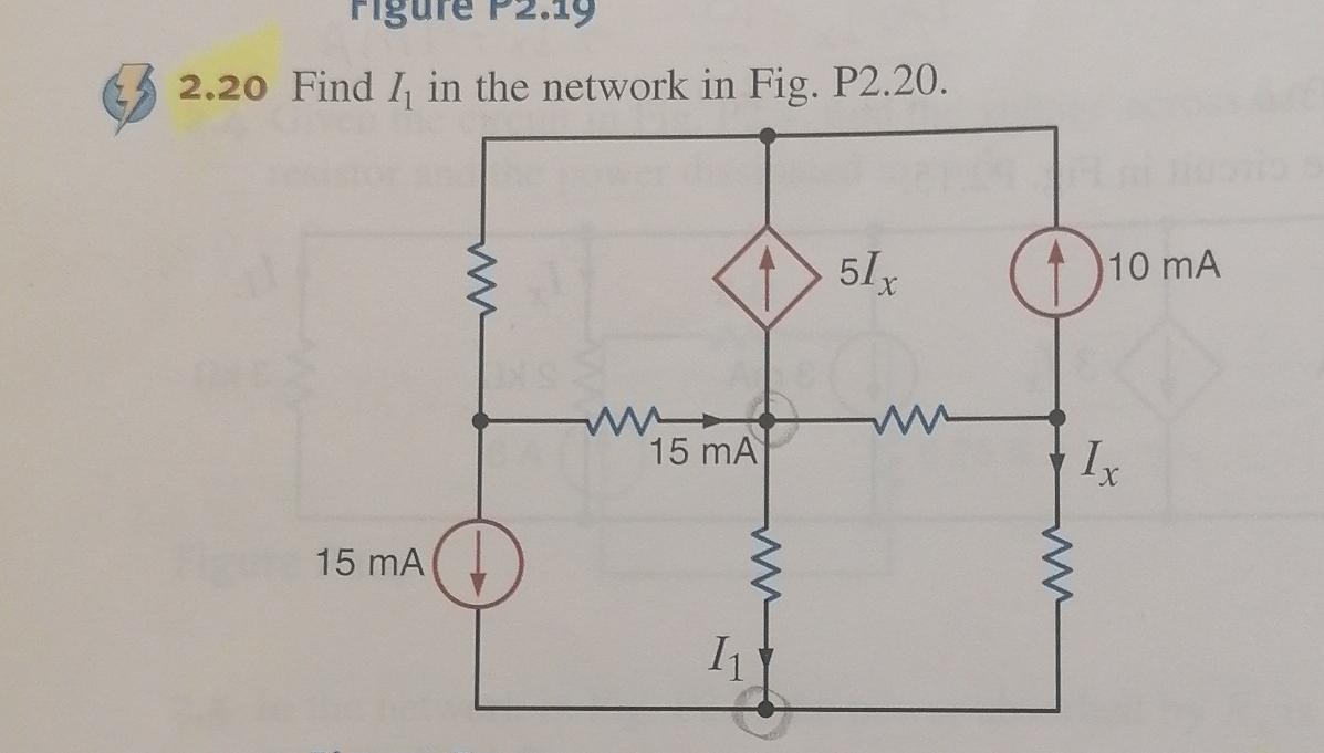 Solved 2.20 ﻿Find I1 ﻿in the network in Fig. P2.20. | Chegg.com