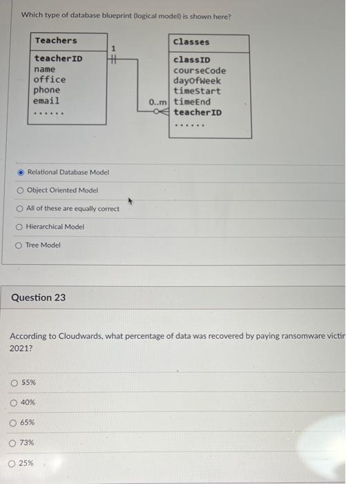 Solved Which type of database blueprint (logical model) is | Chegg.com