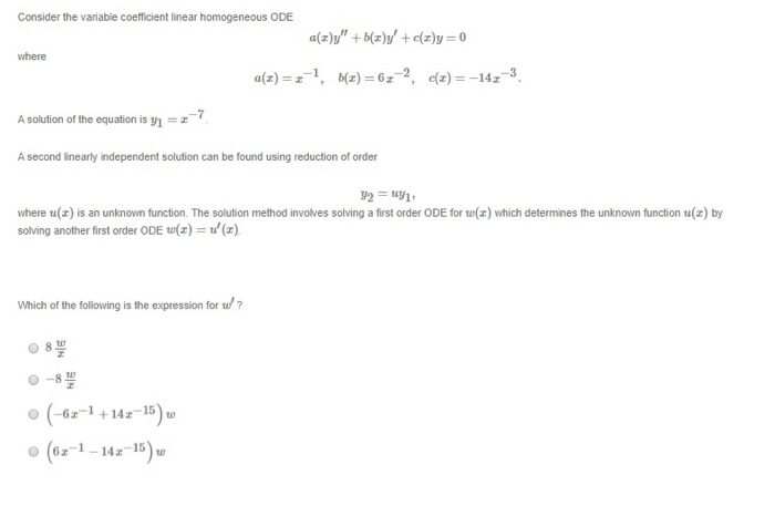 Solved Consider the variable coefficient linear homogeneous | Chegg.com