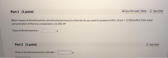 Solved Part 1 (1 point) lidt See Periodic Table See Hint | Chegg.com