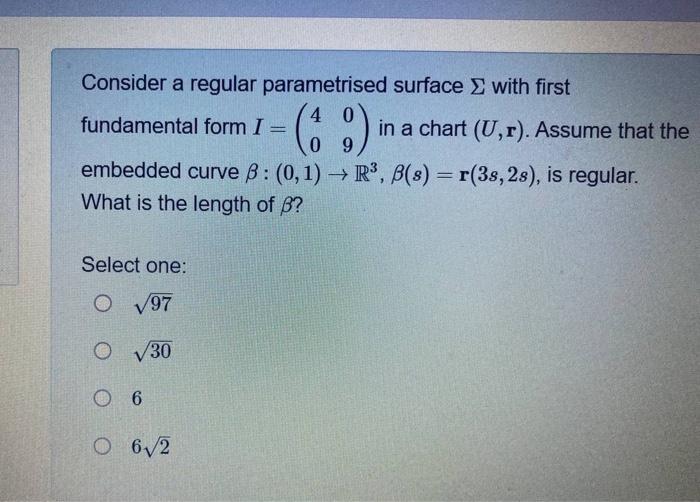 Solved Consider a regular parametrised surface with first 4 | Chegg.com