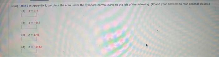 Solved Using Table 3 in Appendix 1, calculate the area under | Chegg.com