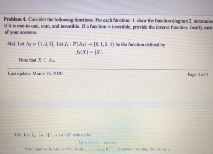 Solved Problem 4 Consider The Following Functions For Each Chegg