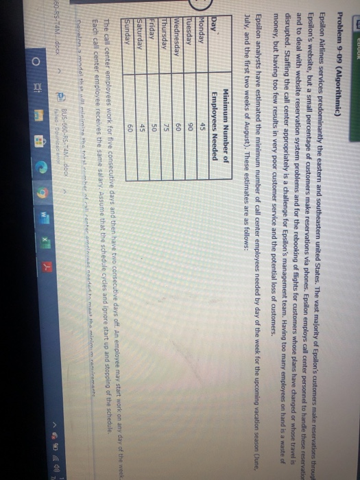 Solved EDUUR Problem 9 09 (Algorithmic) Epsilon Airlines | Chegg.com