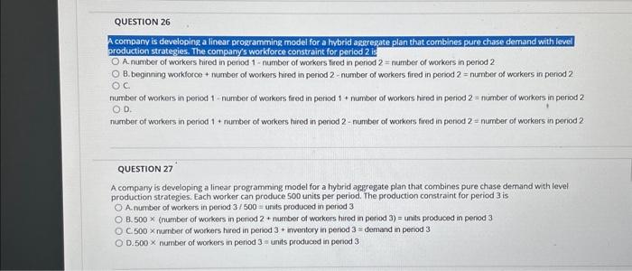 Solved A company is developing a linear programming model | Chegg.com Solved A company is developing a linear programming model | Chegg.com