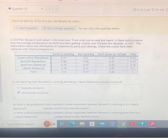 Solved A 2010 Pew Research poll asked 1,306 Americans 'From | Chegg.com