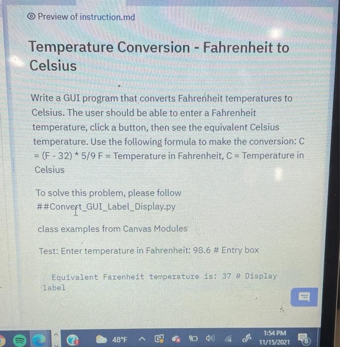Solved © Preview of instruction.md Temperature Conversion - | Chegg.com