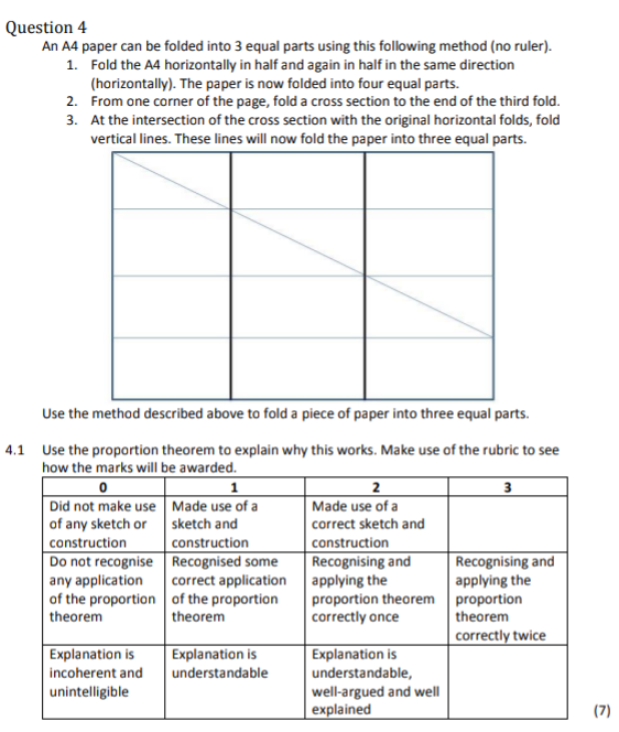 Solved Question 4 An A4 paper can be folded into 3 equal | Chegg.com