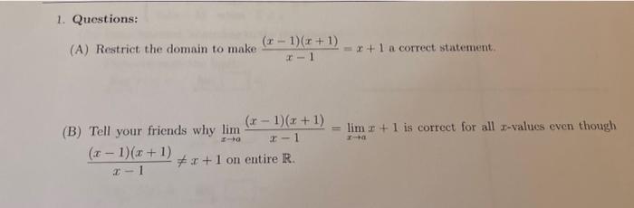 Solved 1. Questions: (A) Restrict the domain to make | Chegg.com