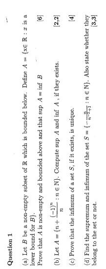 Solved Question 1 (a) Let B be a non-empty subset of R which | Chegg.com