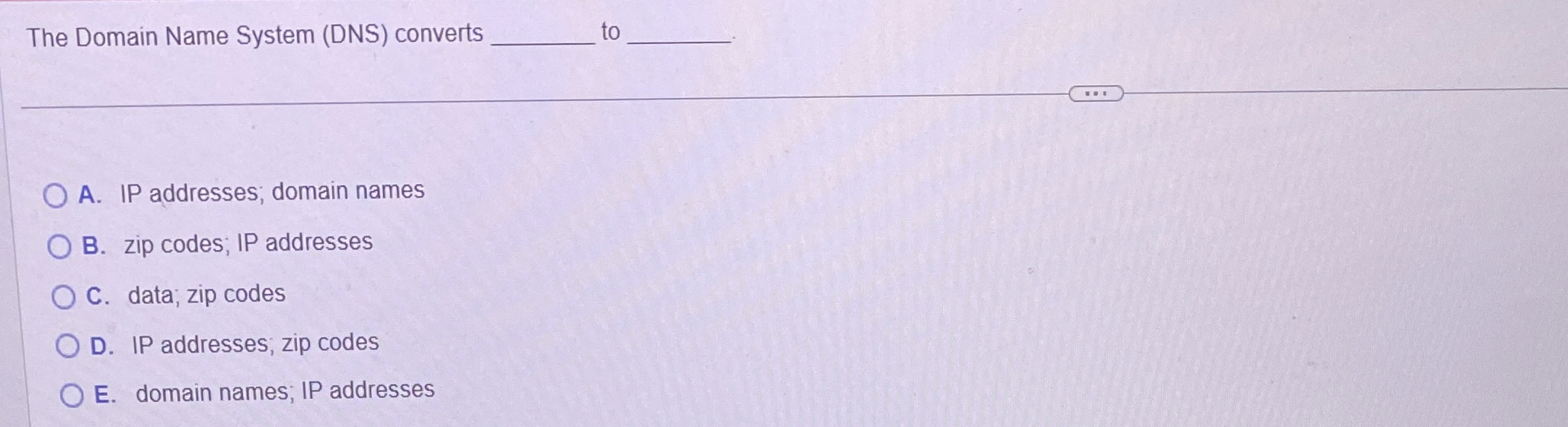 Solved The Domain Name System (DNS) ﻿convertstoA. ﻿IP | Chegg.com