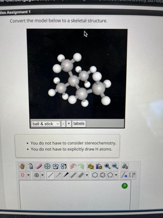 Solved Convert the model below to a skeletal structure. - | Chegg.com