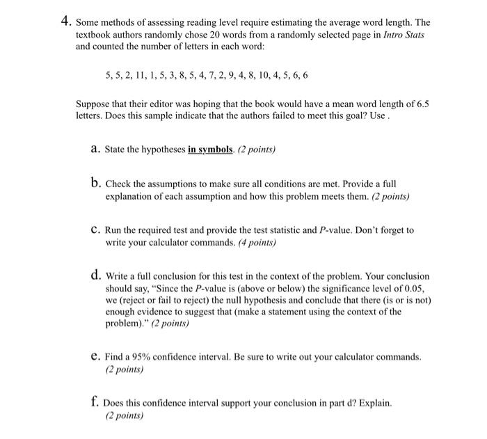 Solved 4. Some methods of assessing reading level require | Chegg.com