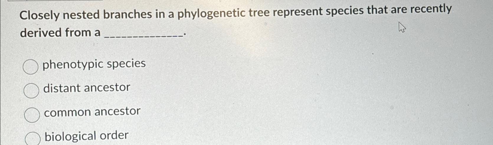 Solved Closely nested branches in a phylogenetic tree | Chegg.com