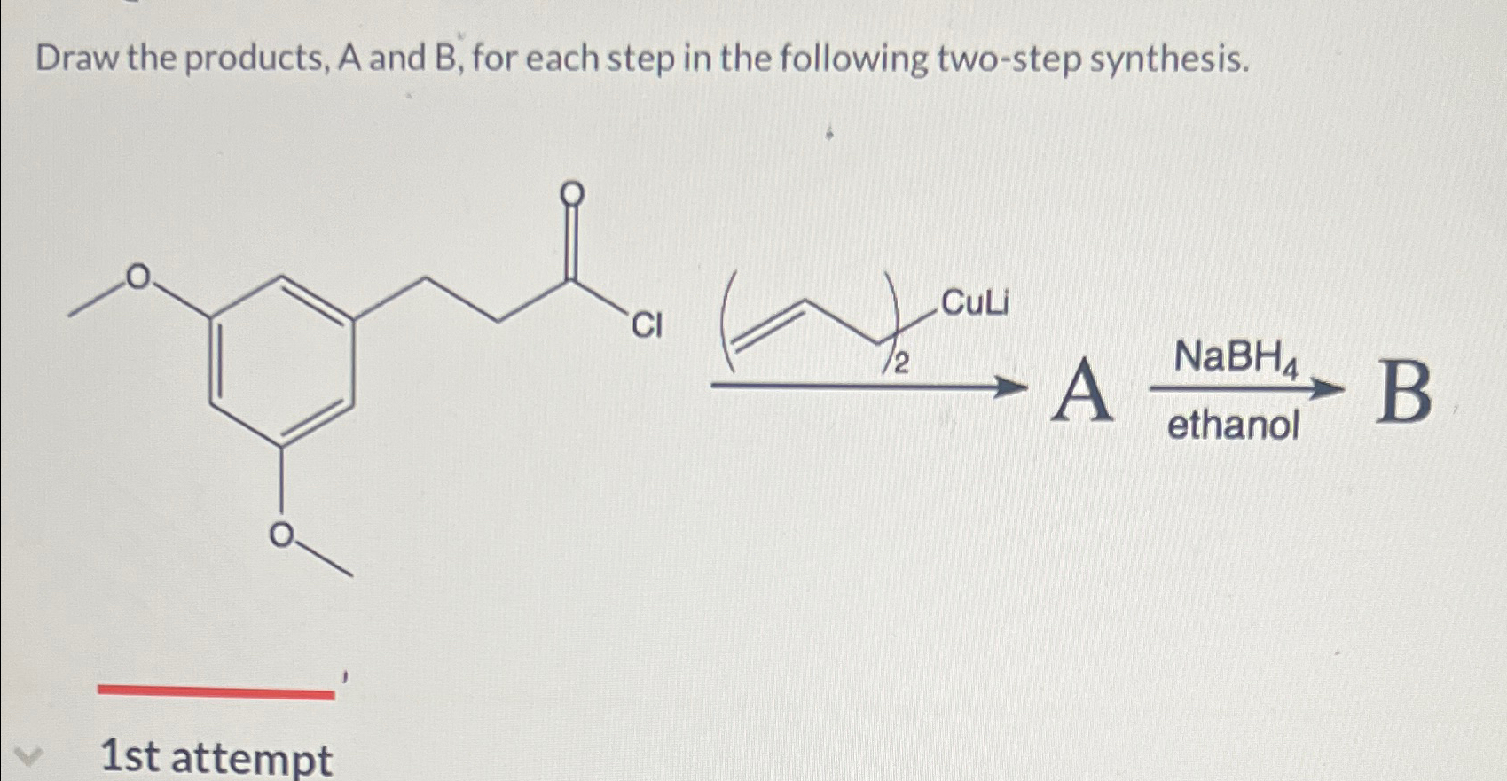 Solved Draw the products, A and B, ﻿for each step in the | Chegg.com