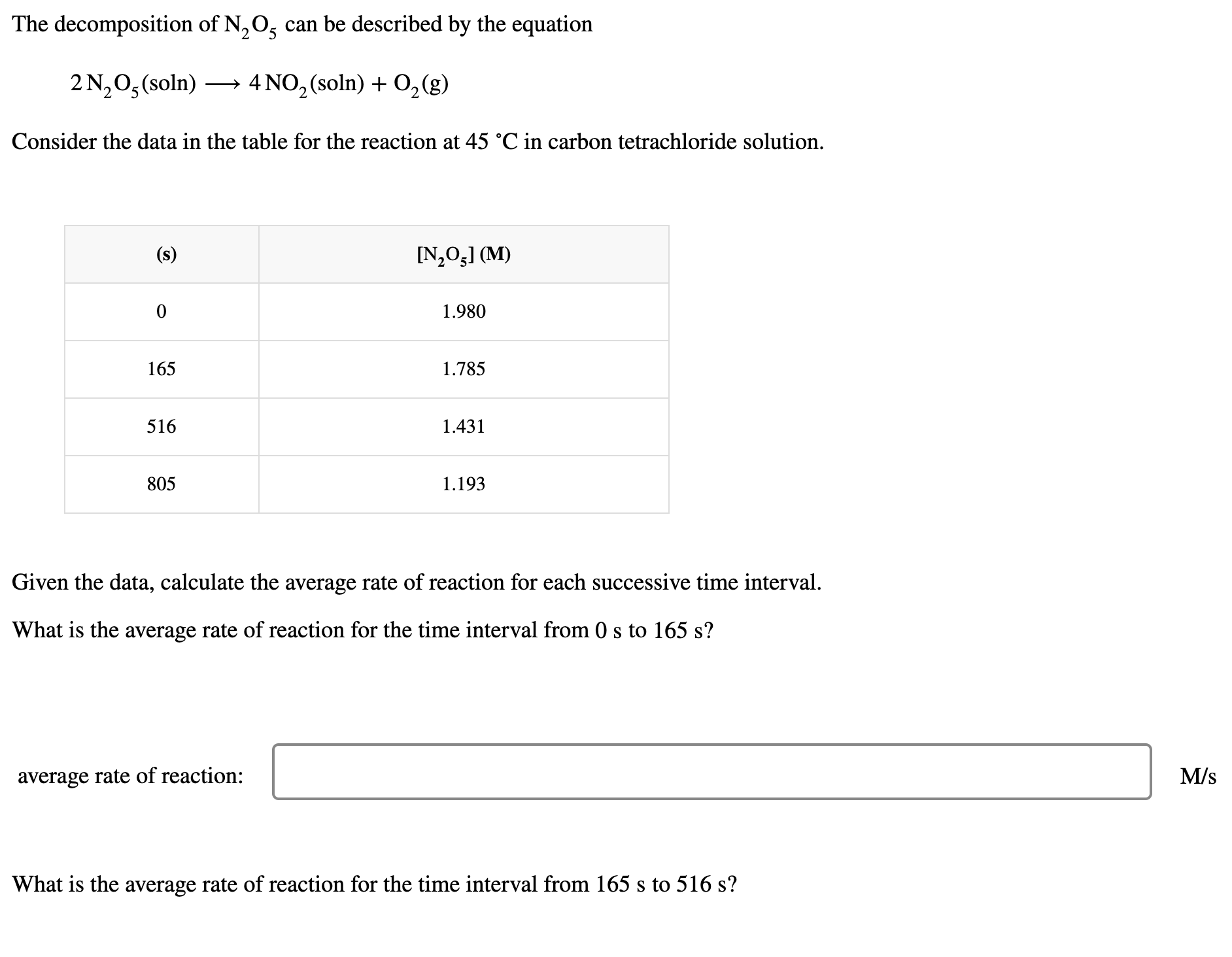 Solved The decomposition of N2O5 ﻿can be described by the | Chegg.com